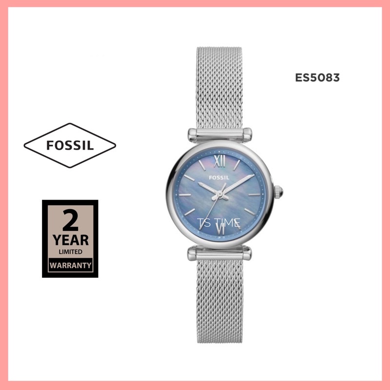 FOSSIL Carlie Mini Three-Hand Stainless Steel Mesh Watch ES5083 ...
