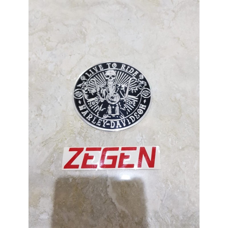 Harley davidson live to ride skull plastic plate Emblem (2 colors ...