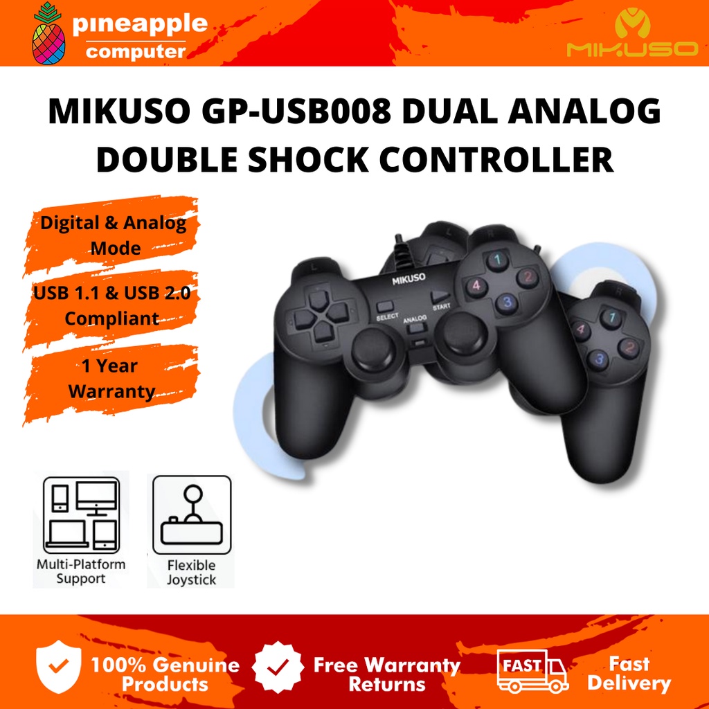 Mikuso GP-USB008(Dual) Gamepad Double Shock Controller/ GP-USB013 ...
