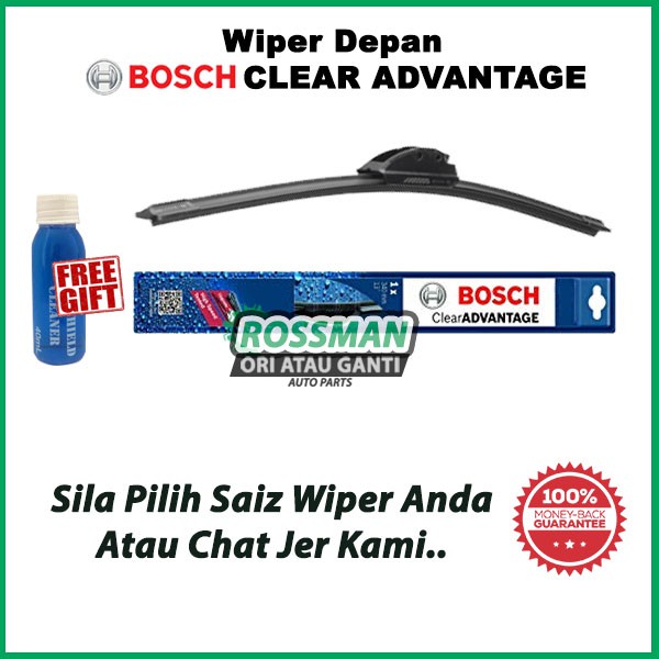 Bosch Clear Advantage Wiper - Compatible With All U-Hook Type (One Piece) 🔥Genuine & Ready Stock ...