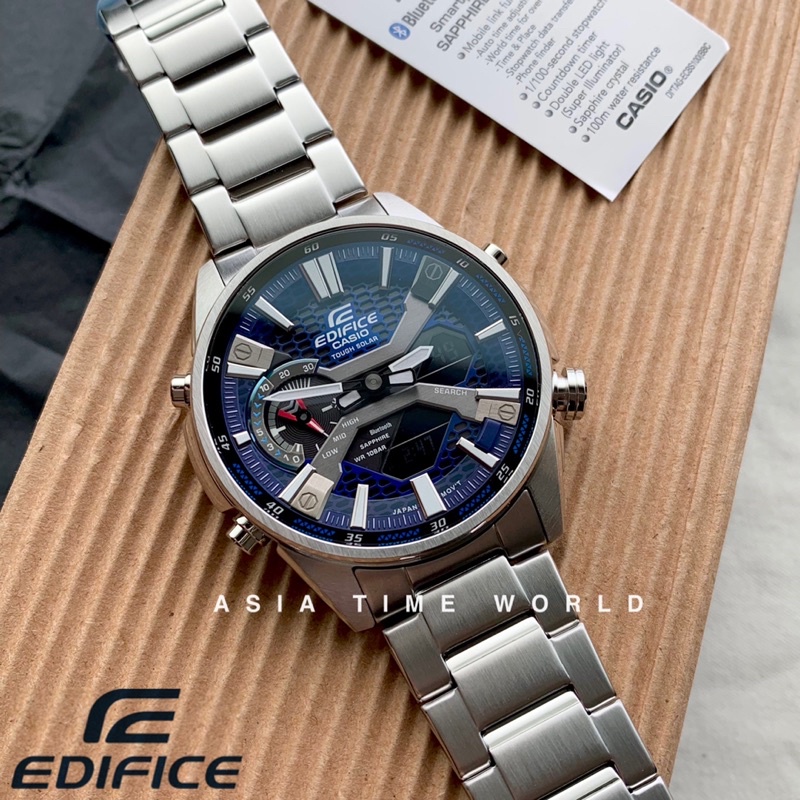 [Official Marco Warranty] EDIFICE ECB-S100D-2A Sapphire Tough Solar Blue dial Silver Stainless ...