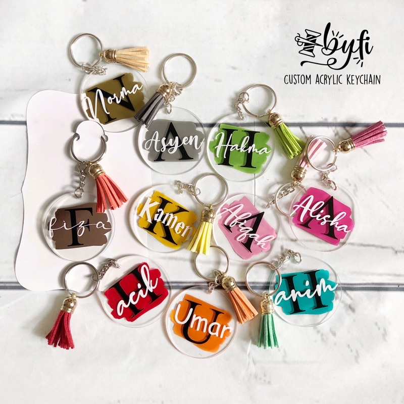 Custom Acrylic Keychain / Keychain Nama / Keychain Kunci | Shopee Malaysia