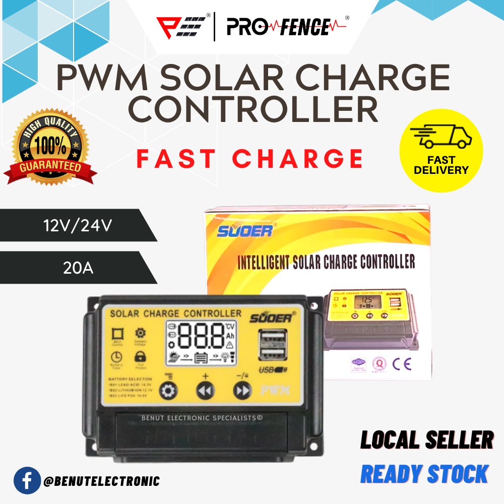 12V/24V 20A/30A Suoer Solar Controller Auto USB Charge Controller Solar Panel LCD Display PWM ...