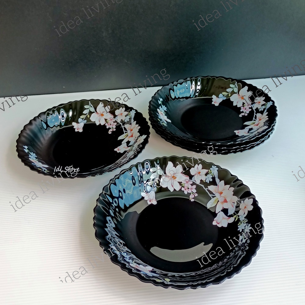 10.5 Inch Black Opal Glass Buffet Plate Soup Plate Set Pinggan Nasi ...