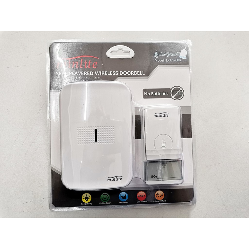 [READY STOCKS] MINLITE AG-666 SELF-POWERED WIRELESS DOOR BELL / LOCENG PINTU | Shopee Malaysia