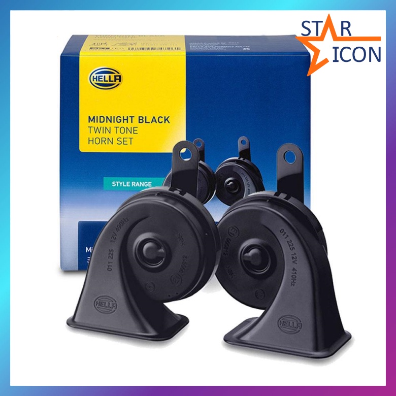 Original HELLA MIDNIGHT BLACK TWIN TONE BM HORN SNAIL HORN 12V Car ...