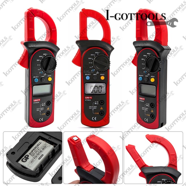 UNI-T UT202A LCD AC DC600 AMPS Digital Multimeter Auto Handheld Clamp ...