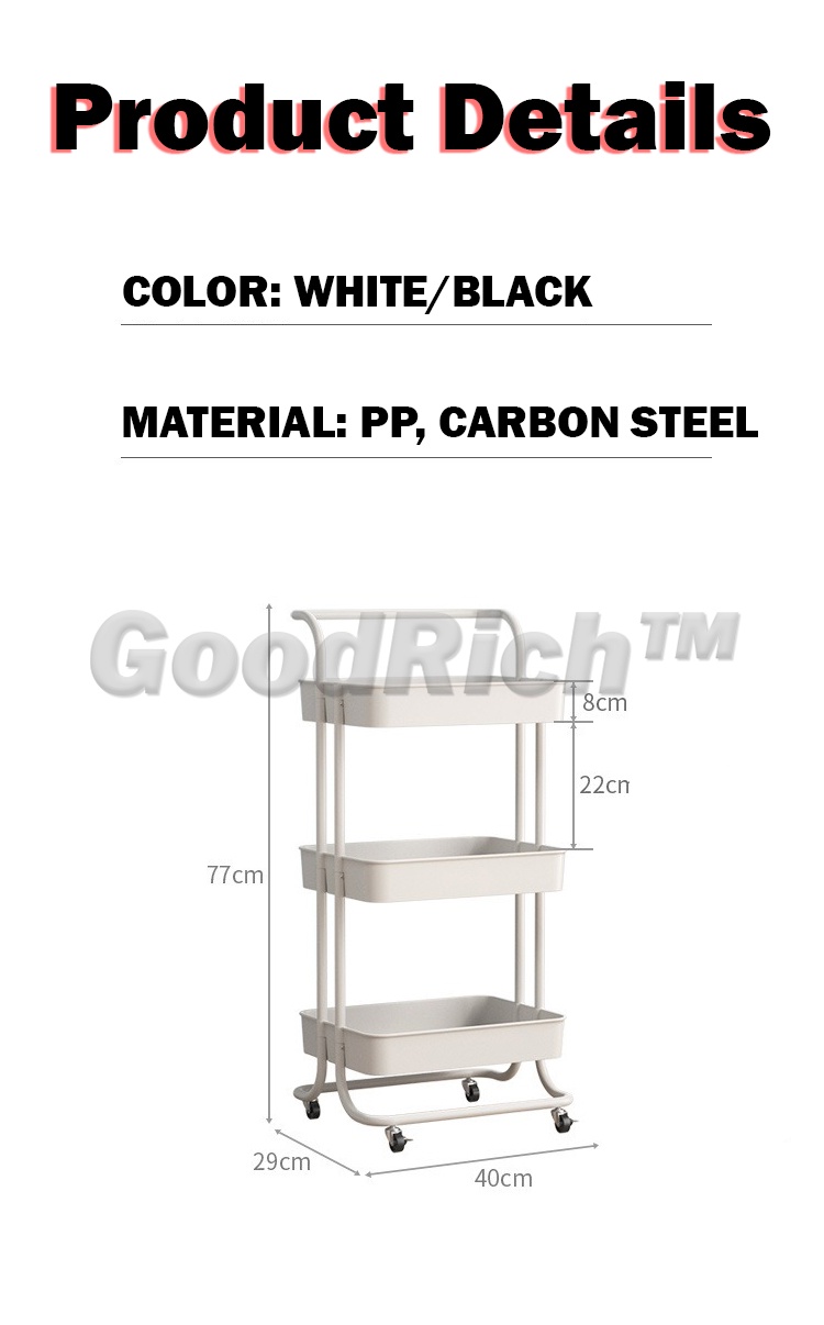 Multipurpose Movable Multi-Layer Storage/Tray Trolley Rack With Elbow ...