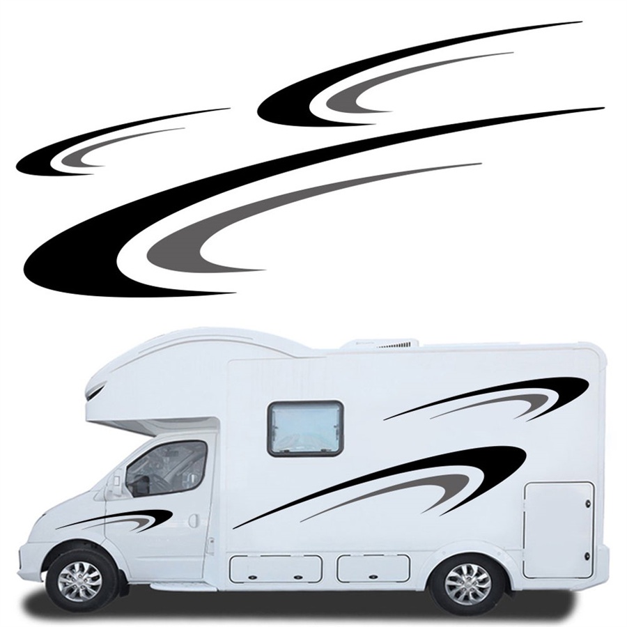 Two sides RV Graphics Decals Car Stickers Black-gray stripes for ...