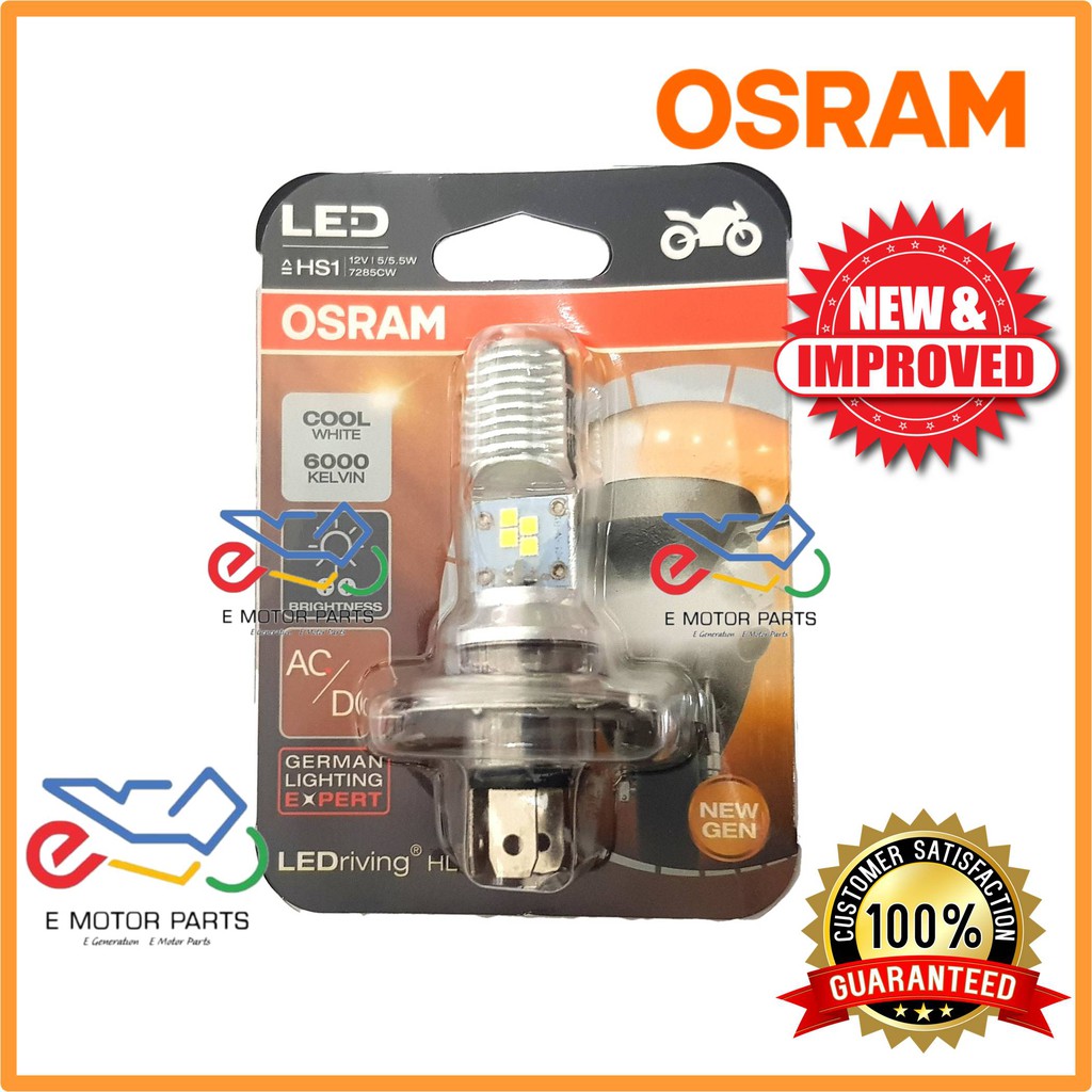 OSRAM HS1 LED BULB 7285CW MENTOL DEPAN COOL WHITE 6000K FZ150 Y15Z 12V P43T 5/5.5W [NEW IMPROVED ...