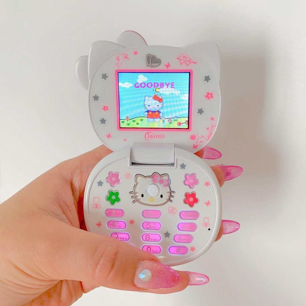 Cute Mini Hello Kitty Girl Phone K688 Quad Band Flip Cartoon Mobile ...