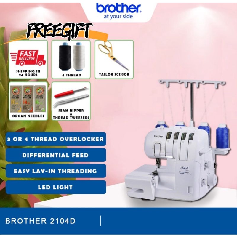 ReadyStock Brother Overlock 2104D 3/4 Threads Easy to Use Sewing ...