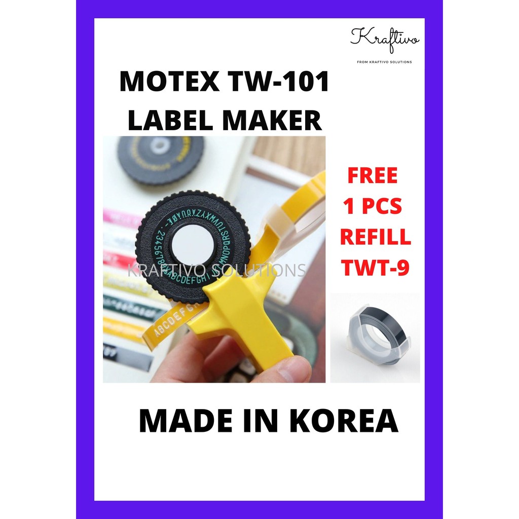 MOTEX LABEL MAKER TW - 101 / LABEL REFILL TWT - 9 (9mm x 3m) / KOREA ...