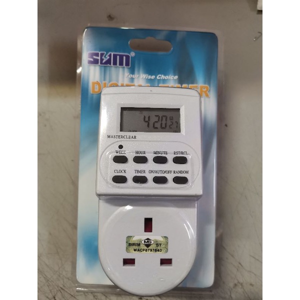 Sum 13A /24 Hours Digital 3 Pin Plug In Timer | Shopee Malaysia
