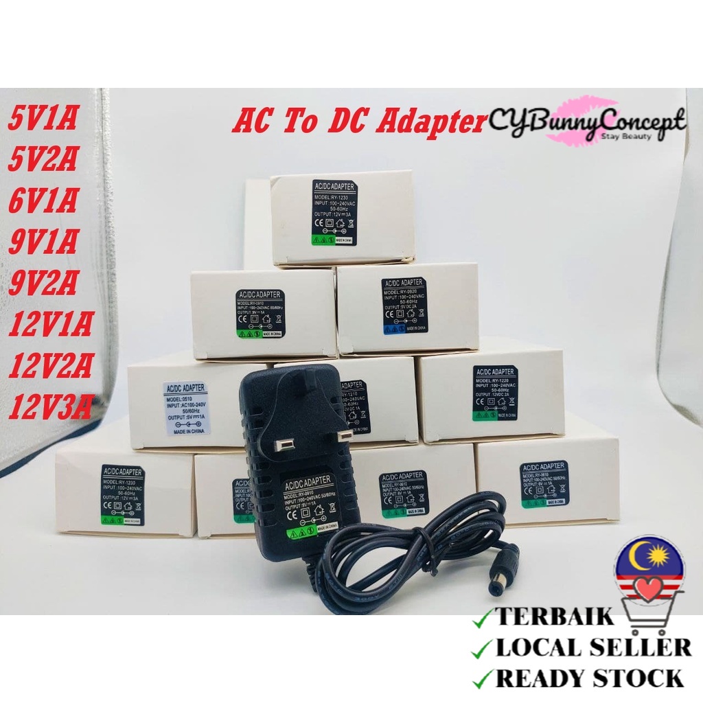CYC AC TO DC POWER ADAPTER 5V1A 5V2A 6V1A 9V1A 9V2A 12V1A 12V2A 12V3A SWITCHING POWER SUPPLY ...