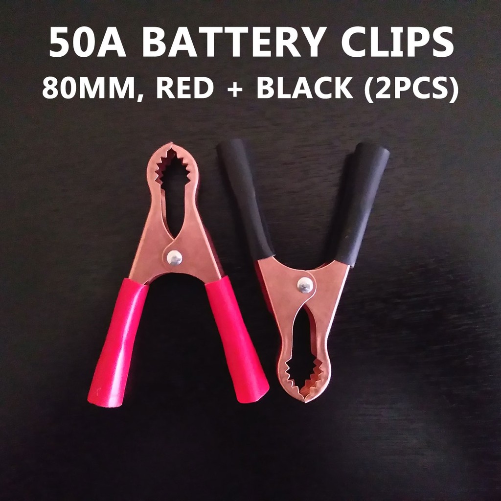 20A 50A Red + Black 80mm Copper Coated Car Alligator Clips Battery ...