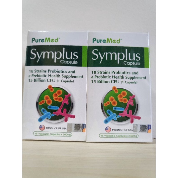 PureMed Symplus 45 vegetables capsules x 500mg x 2 bottles supplements ...