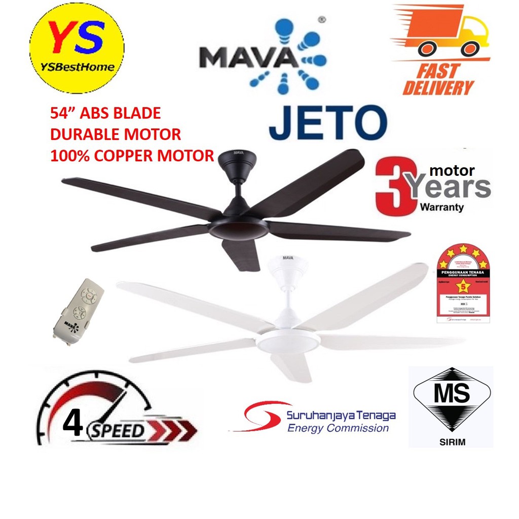 Mava 54” Jeto slim design 4speed remote control ceiling fan new design ...