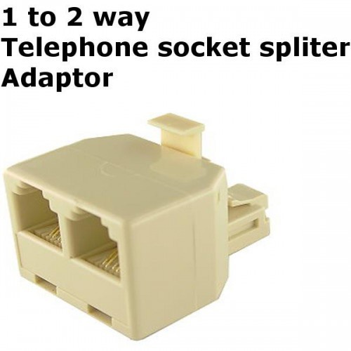1 To 2 way Telephone Socket Adaptor Telephone 2 line Extension Spliter ...