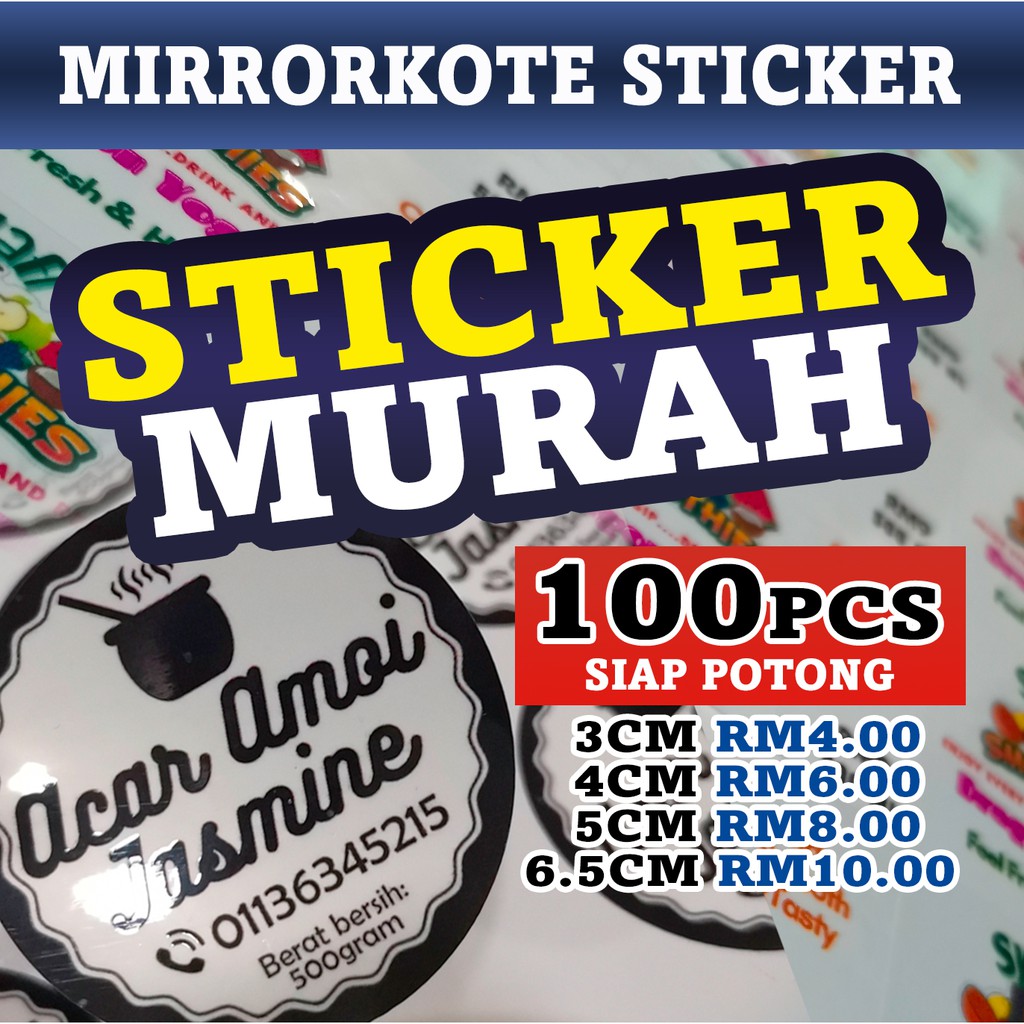 STICKER LABEL PRODUK MURAH CEPAT PELBAGAI BENTUK SIAP POTONG SHIPPING ...