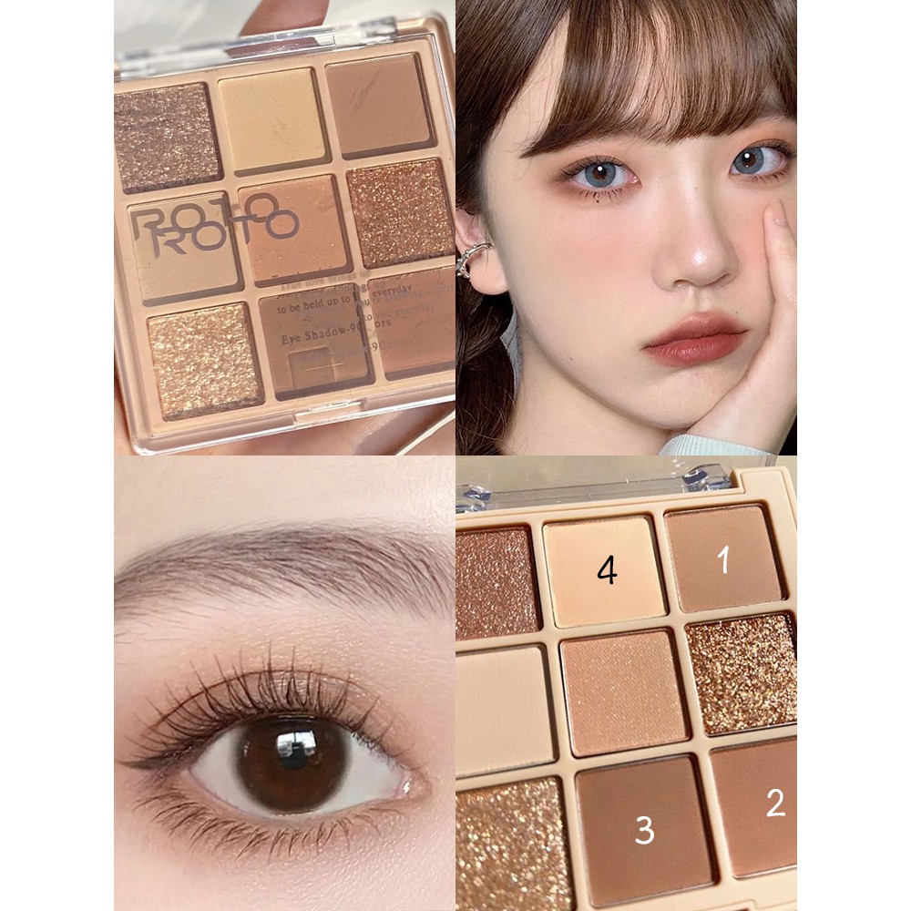 9 grid matte eyeshadow palette pearl color eyeshadow glitter student ...