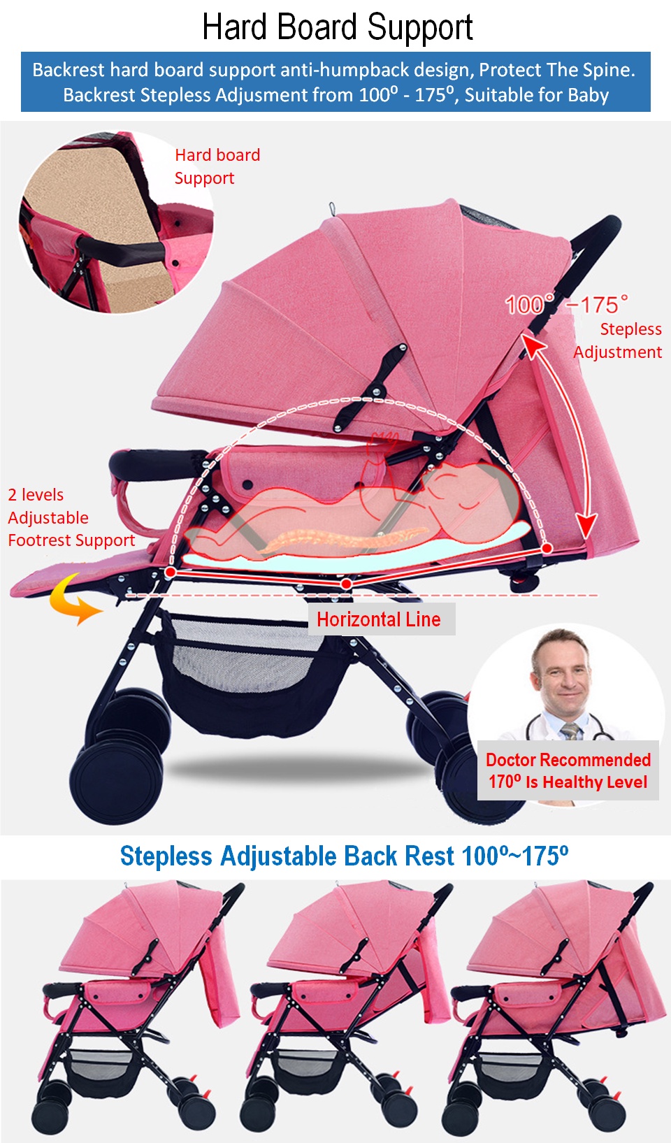 Free 7 GIFTs - HY8010 Lightweight Compact Baby Stroller Folding 8X ...