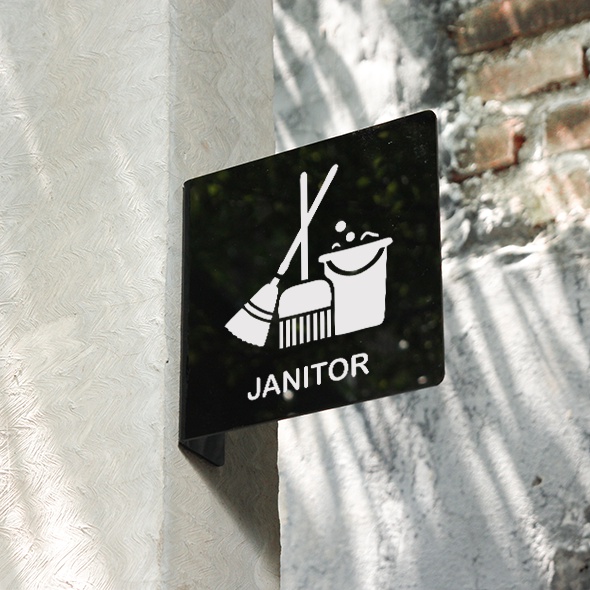 Signage Acrylic Pop Up Sign Square 15x15 cm - Janitor | Shopee Malaysia