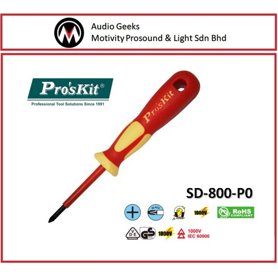 Pro'sKit SD-800-P0 VDE 1000V Insulated Screwdriver - #0 x 60mm | Shopee ...