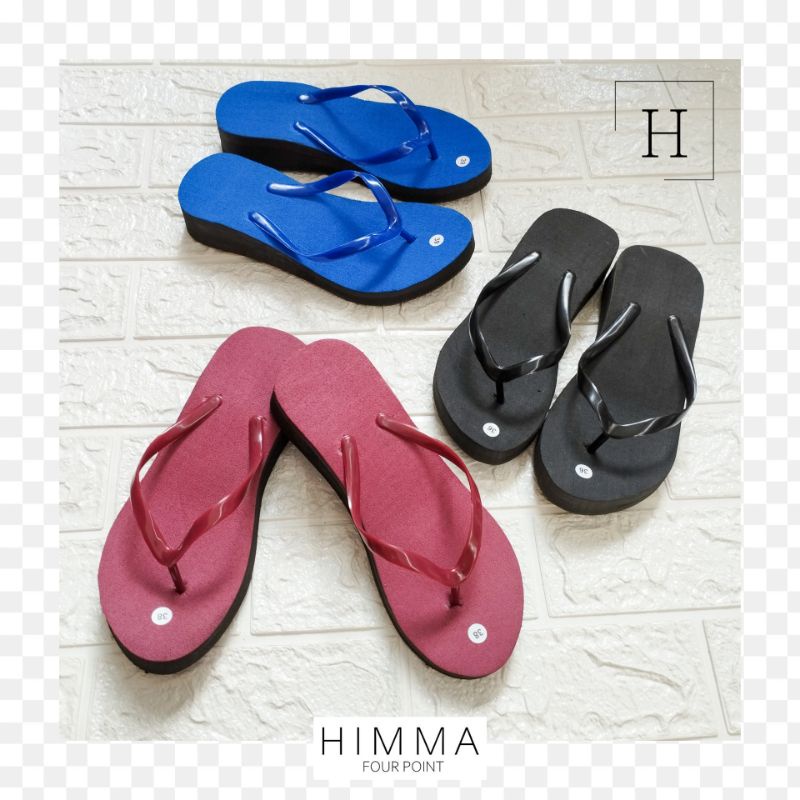 Women's SPONGE HIGH WADGES Flip-flops PLAIN HOME SANDALS | Shopee Malaysia