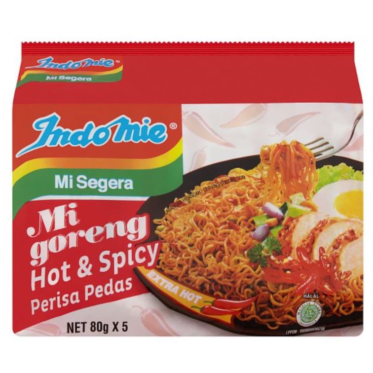 Indomie Mi Goreng Hot & Spicy Flavour Instant Noodles 5 x 80g | Shopee Malaysia
