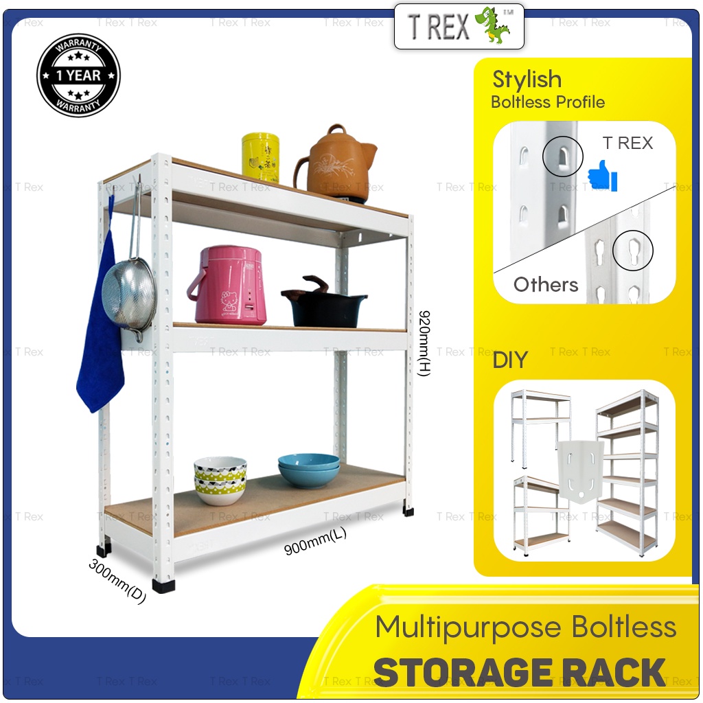 T Rex Multipurpose 2 or 3 Tier Boltless Kitchen Storage Rack / Shelve ...