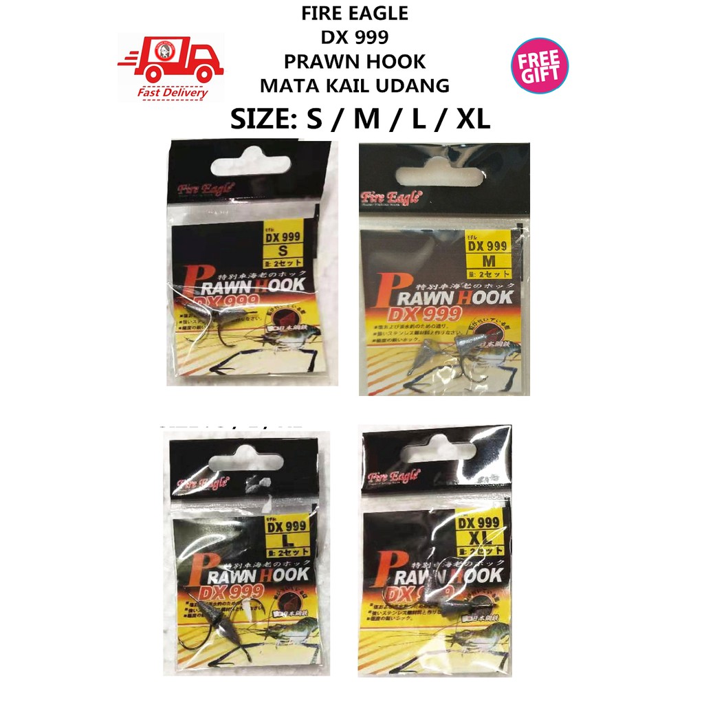 FIRE EAGLE DX 999 PRAWN HOOK MATA KAIL UDANG S / M / L / XL | Shopee ...