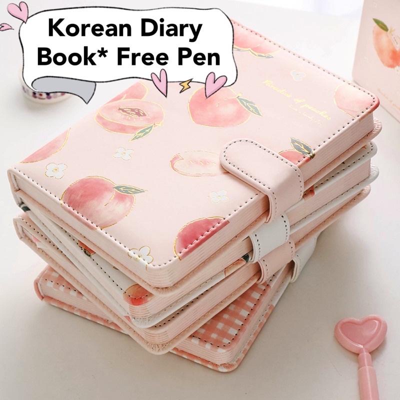 Korean Peach Diary Book Planner Cute Stationery Cute Diary Book Journal ...