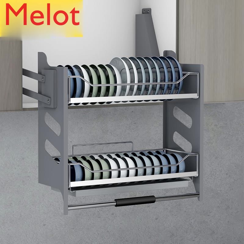 Wall Cupboard Lifting Drawer Basket of Dishes Kitchen Cabinet Stainless ...
