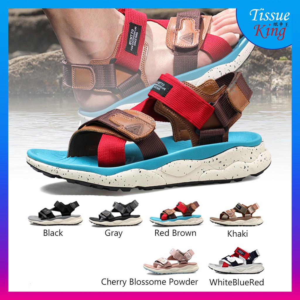 HUMTTO [ Red Brown ] Sandals Outdoor Beach Shoes Couple Travel Increase ...