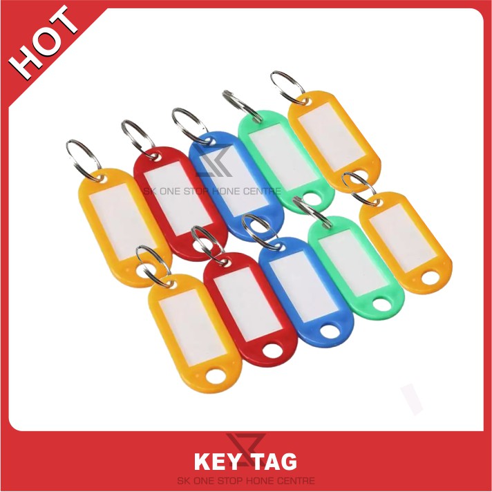 10pcs Plastic Key Tags ID Label Keyring with Key Chain Tag Card Split ...