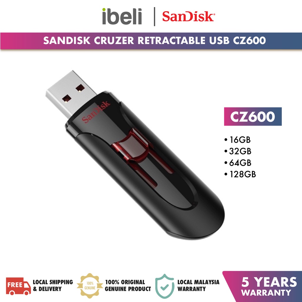 Sandisk Cruzer Glide Retractable USB Pendrive Flash Drive (16GB/32GB ...
