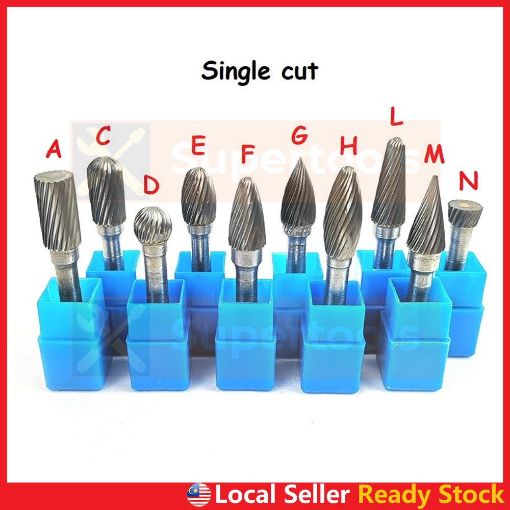 1pcs 10x6mm Tungsten Carbide Burr 6mm Single Cut Double Cut Rotary ...