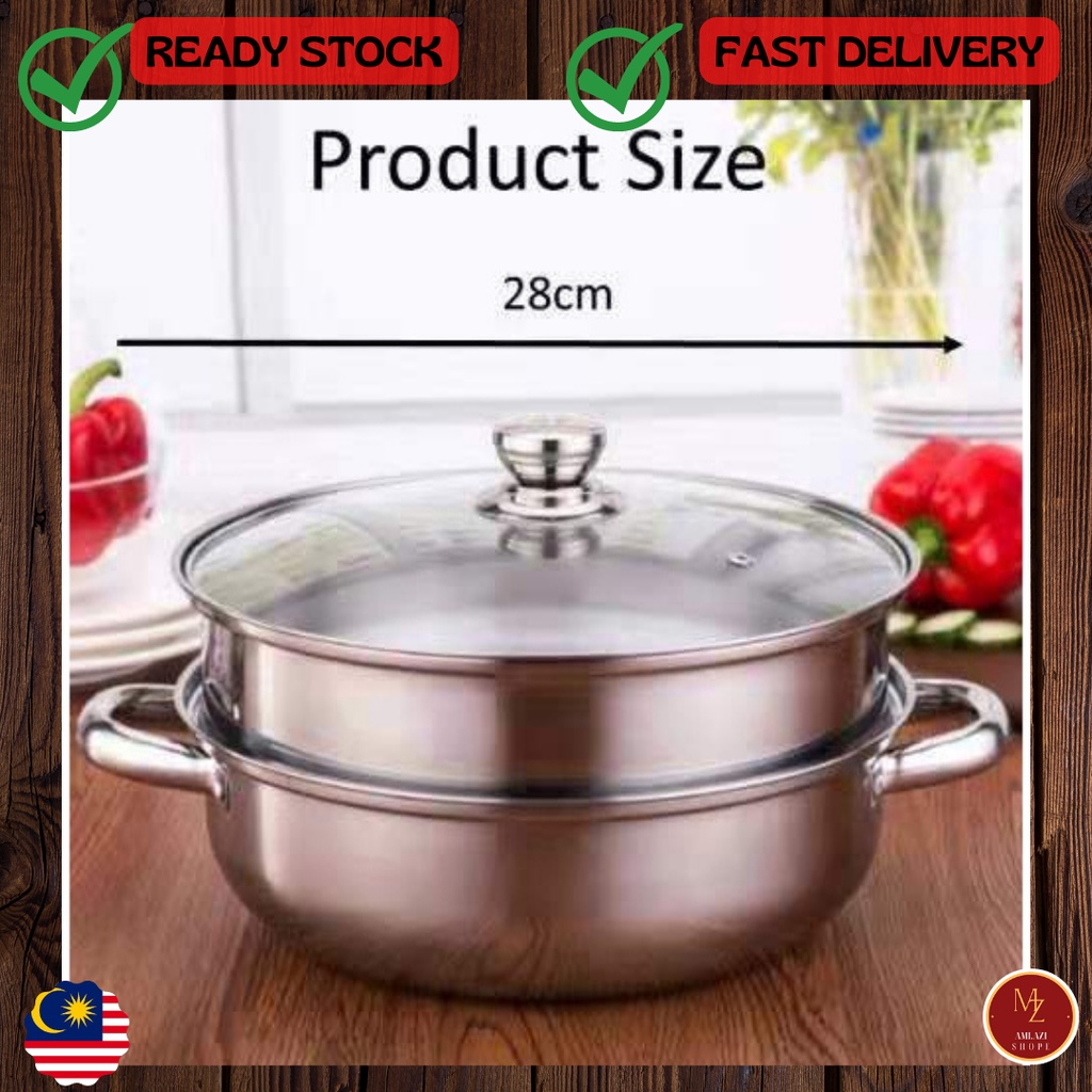 💥READY STOK💥HOTSALE💥 Periuk Kukus 2 Lapis Pot Steam Pot 2 Layer High ...