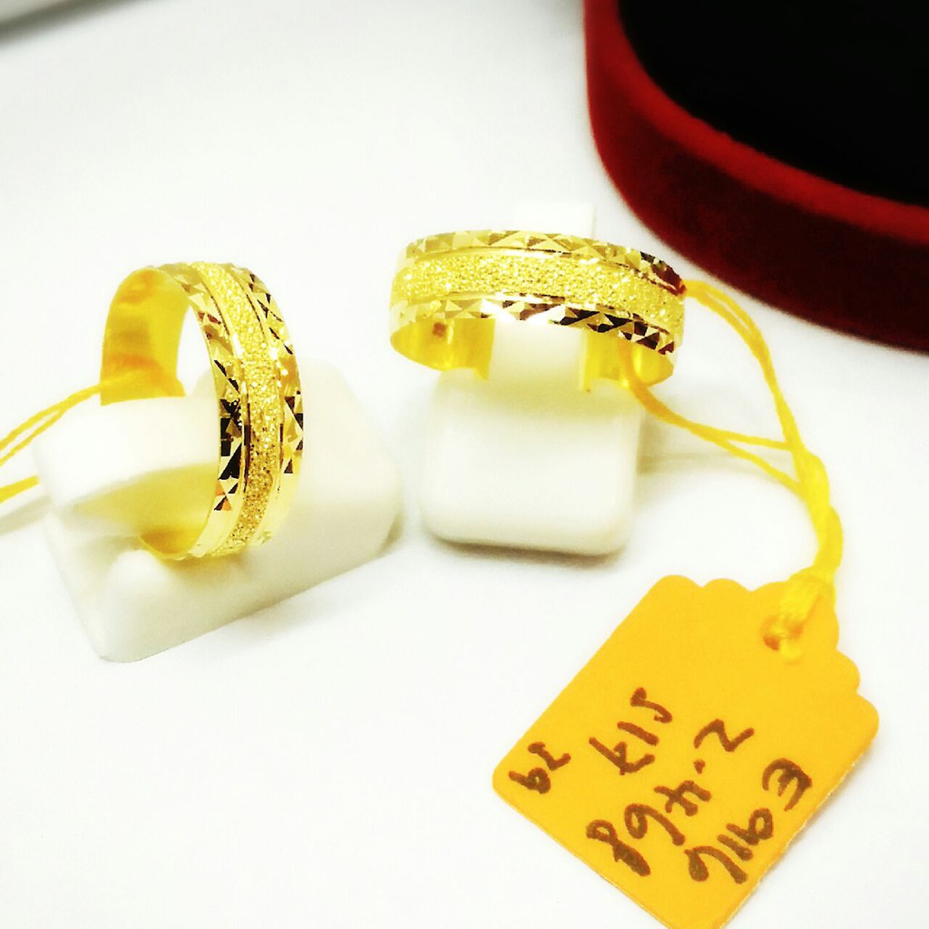 LAELA CINCIN BELAH ROTAN PASIR TENGAH EMAS TULEN 916 GOLD RING | Shopee ...