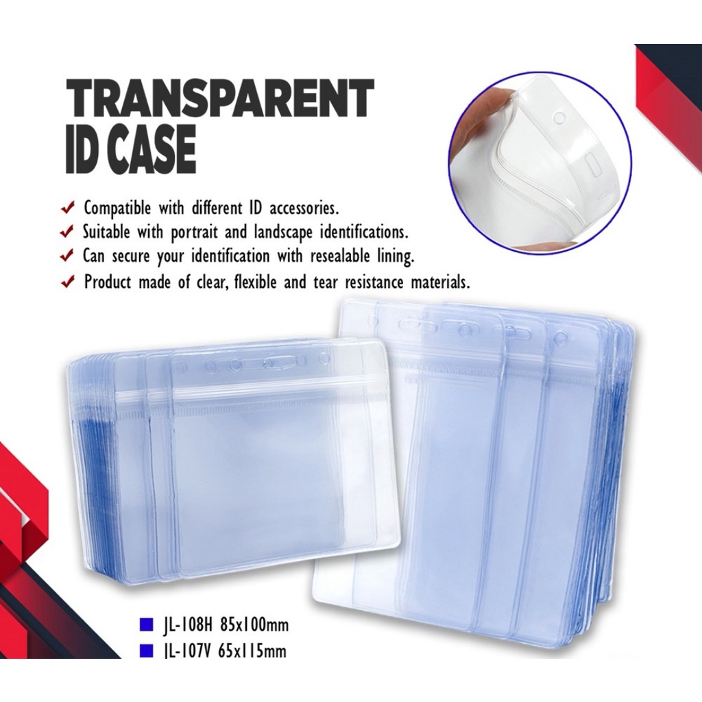 (100PCS)Transparent Plastic ID Holder with Zip Lock Vertical ...