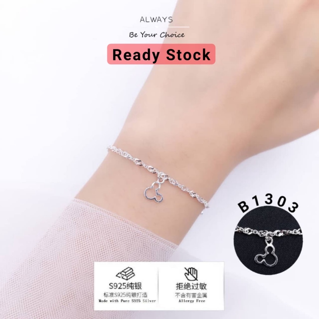 READY STOCK💥(DEWASA/ADULT)original s925 pure bracelet/s925 perak tulen gelang tangan wave style ...