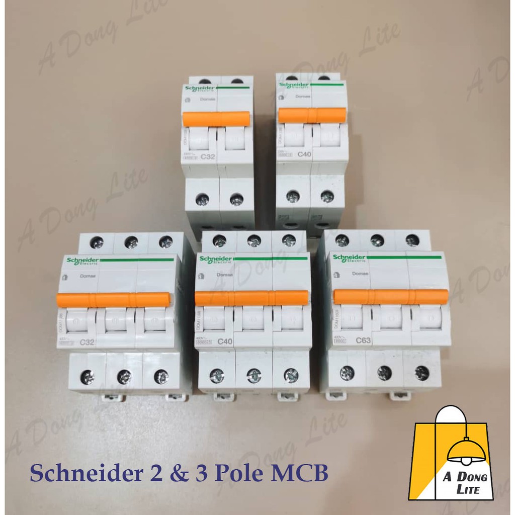 Schneider MCB DOMAE 2 POLE 3 POLE 32A 40A 63A [SIRIM Approved] | Shopee ...