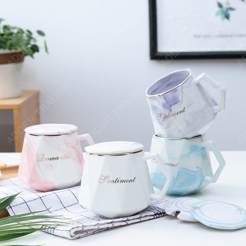 【READY STOCK】Marble Style Ceramic Mug Gold Mugs Milk Coffee Tea Cup ...