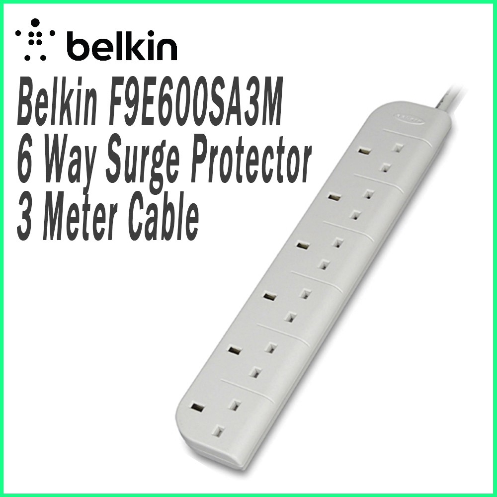 BELKIN ECONOMY SURGE PROTECTOR 6-PLUGS 3M EXTENSION SOCKET (F9E600SA3M ...