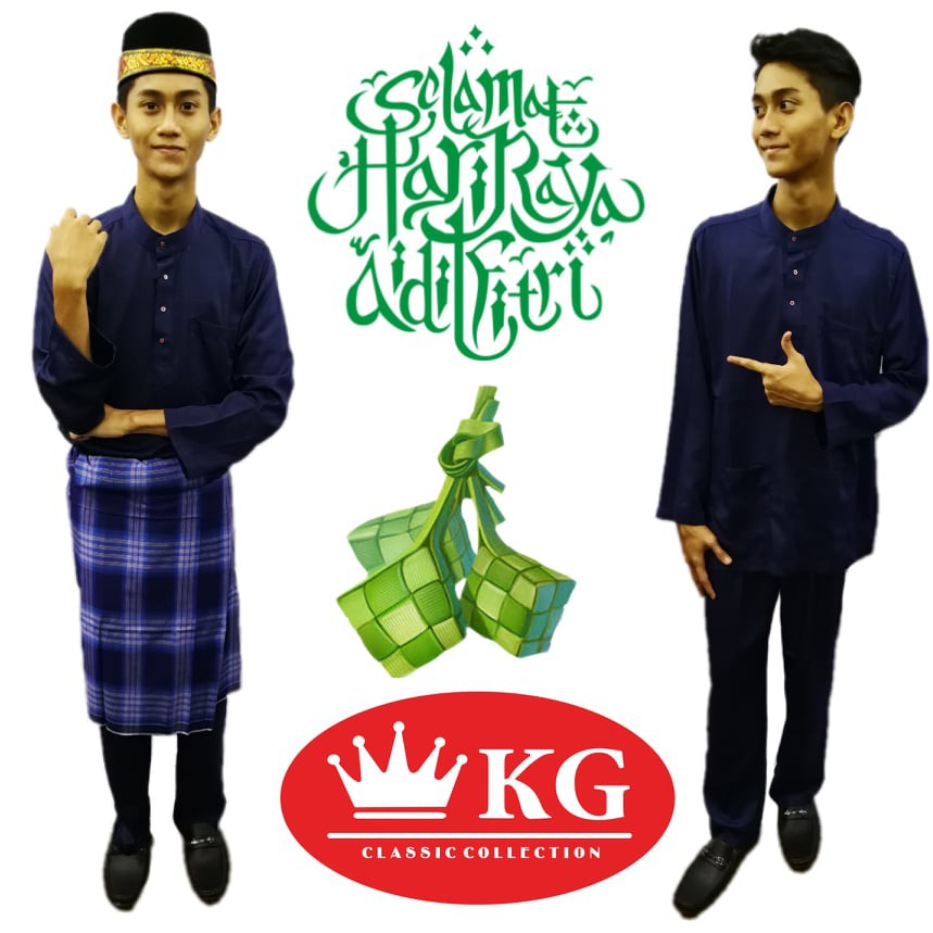 BAJU MELAYU RAYA 2022 WARNA BIRU GELAP NAVY BLUE (KAIN DIAMOND) BUDAK ...
