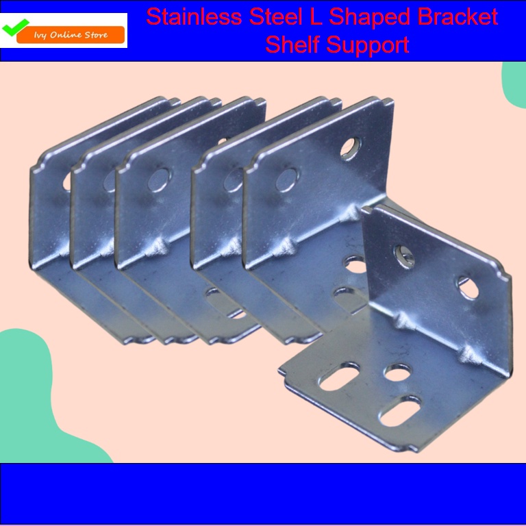 Stainless Steel L Shaped Bracket Shelf Support Steel Chrome | Shopee ...