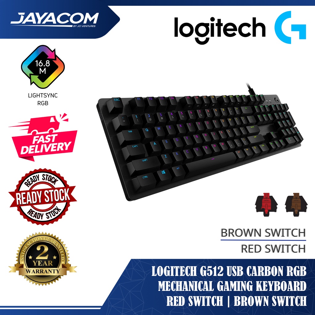 Logitech G512 Usb Carbon RGB Mechanical Gaming Keyboard (Red Switch ...