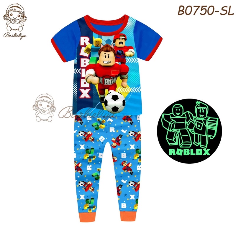 CLEARANCE Barbieliya B0750SL Roblox Glow In The Dark Boy Pyjamas (3/4 ...