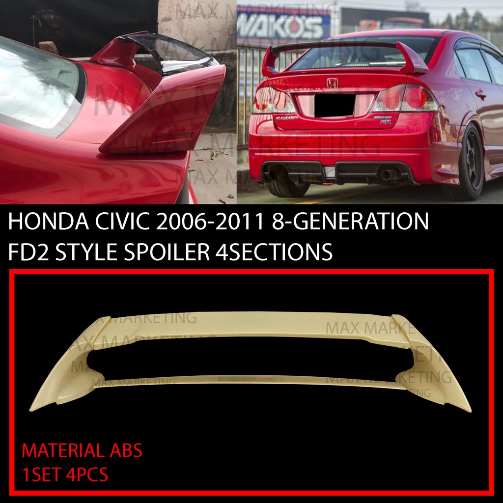 HONDA CIVIC 2006-2011 8-GENERATION FD2 MUGEN-RR STYLE SPOILER 4 ...